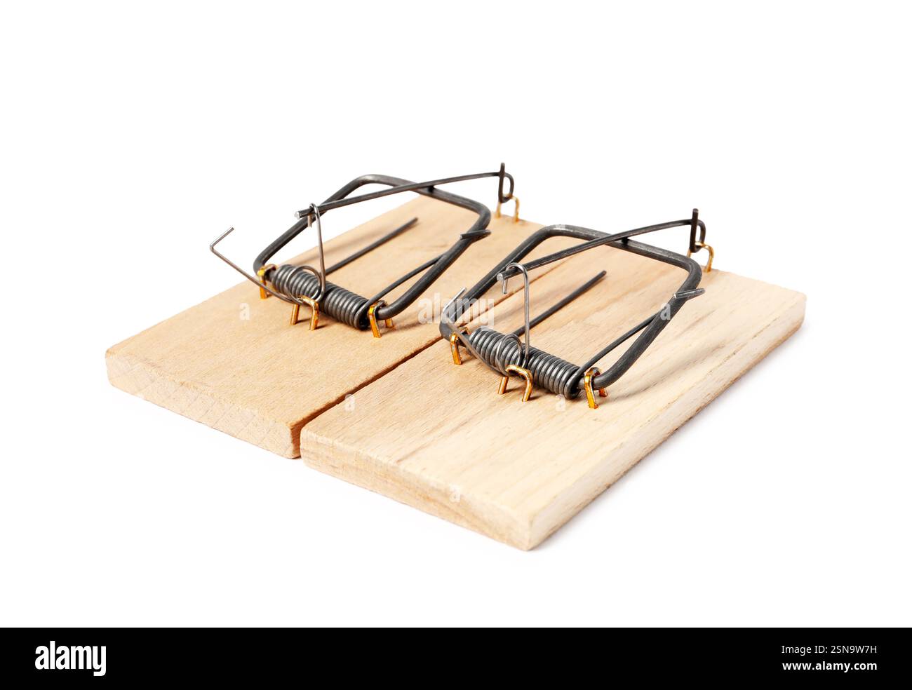 Two spring-loaded bar mousetraps isolated on white Stock Photo - Alamy