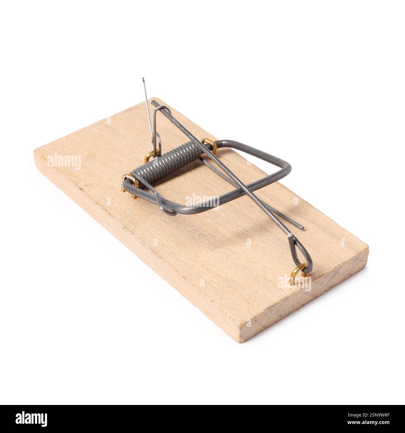 One spring-loaded bar mousetrap isolated on white Stock Photo - Alamy