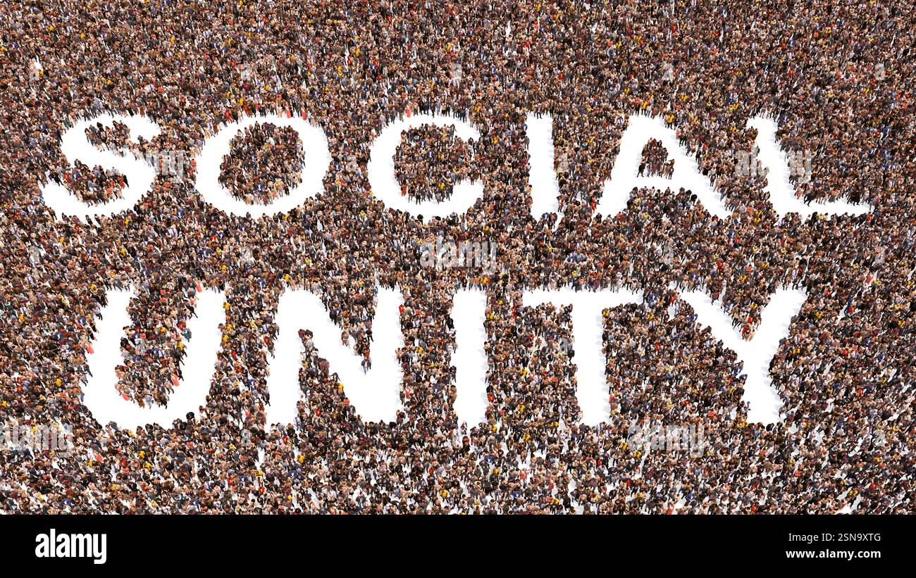 Concept conceptual large community of people forming SOCIAL UNITY ...
