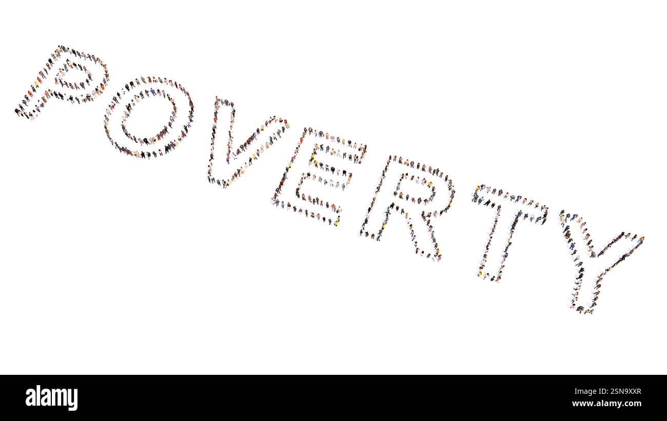 Concept or conceptual large community of people forming the word ...