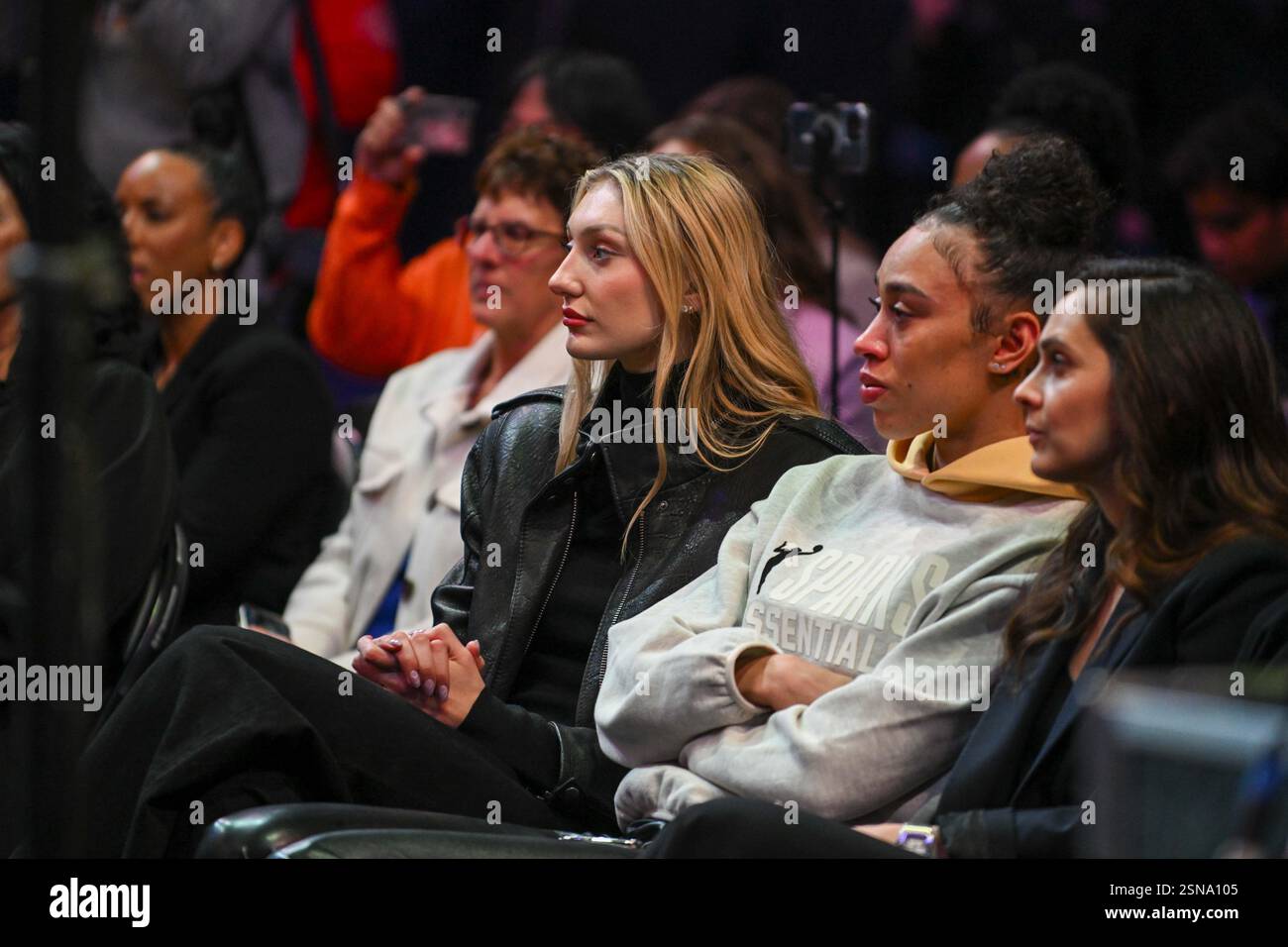 Cameron Brink (left) and Dearica Hamby (right) during a press ...