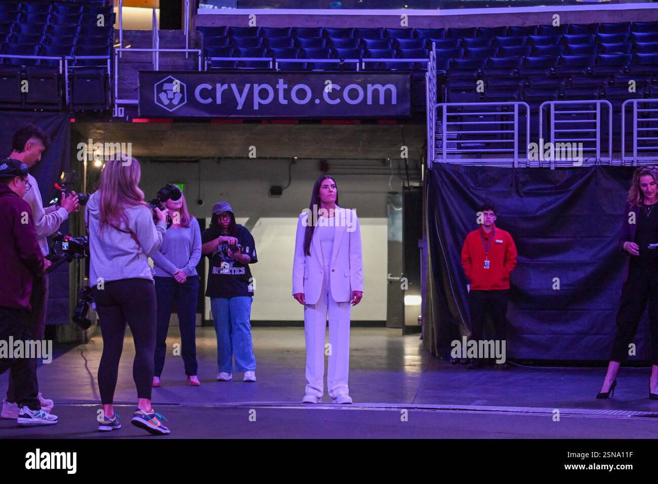 Kelsey Plum is introduced to the Los Angeles Sparks during a press ...