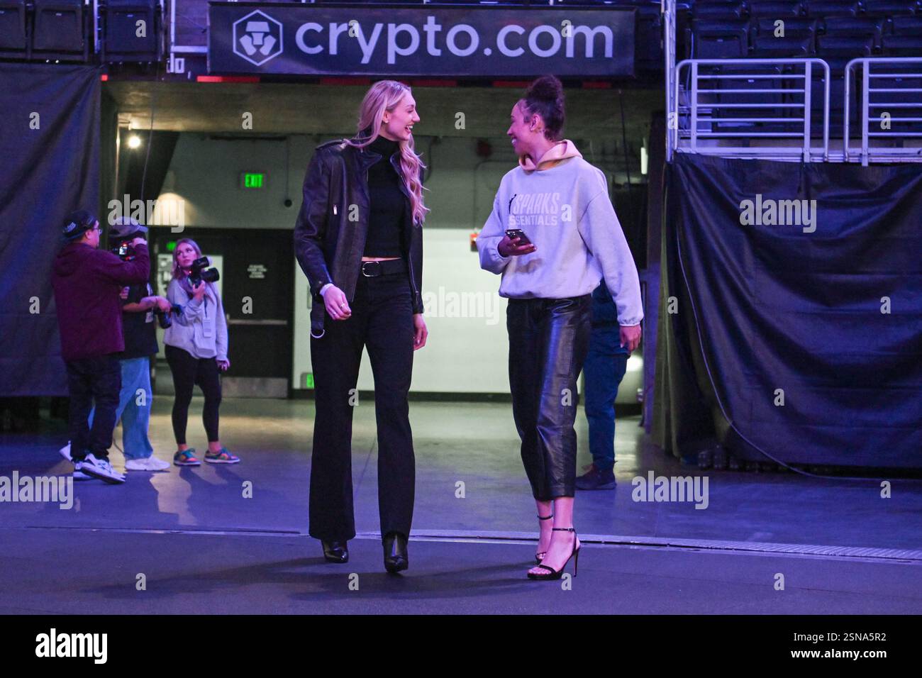 Los Angeles, United States. 12th Feb, 2025. Cameron Brink (left) and ...