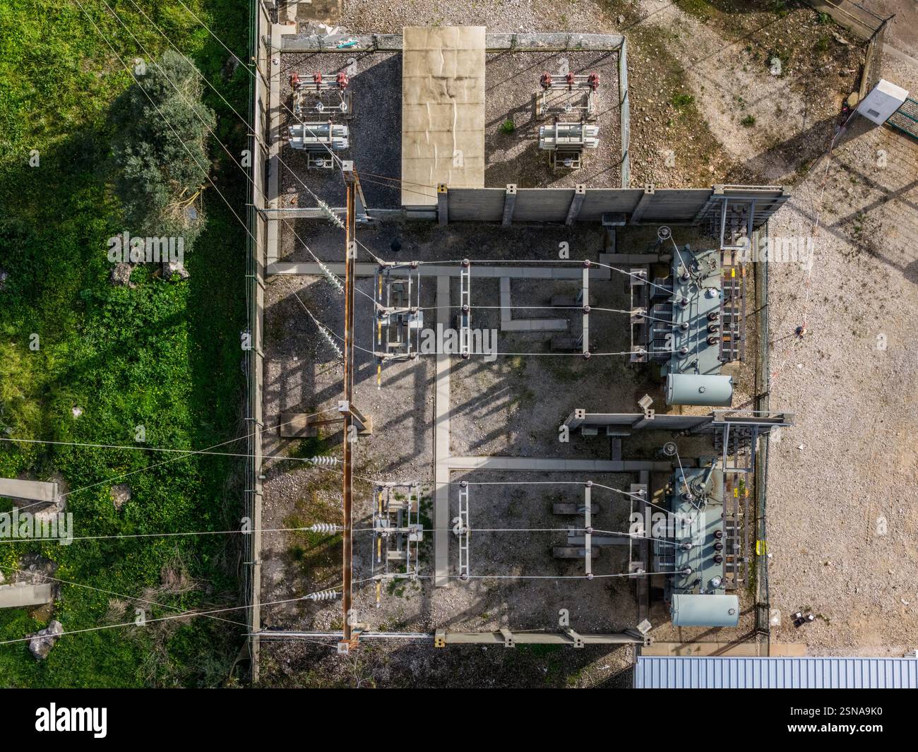 Power distribution station with transformers and control equipment ...