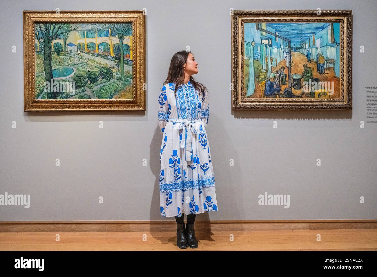 London, UK. 13 Feb 2025. Vincent van Gogh, The Courtyard of the Hospital at Arles, 1889 with A ...