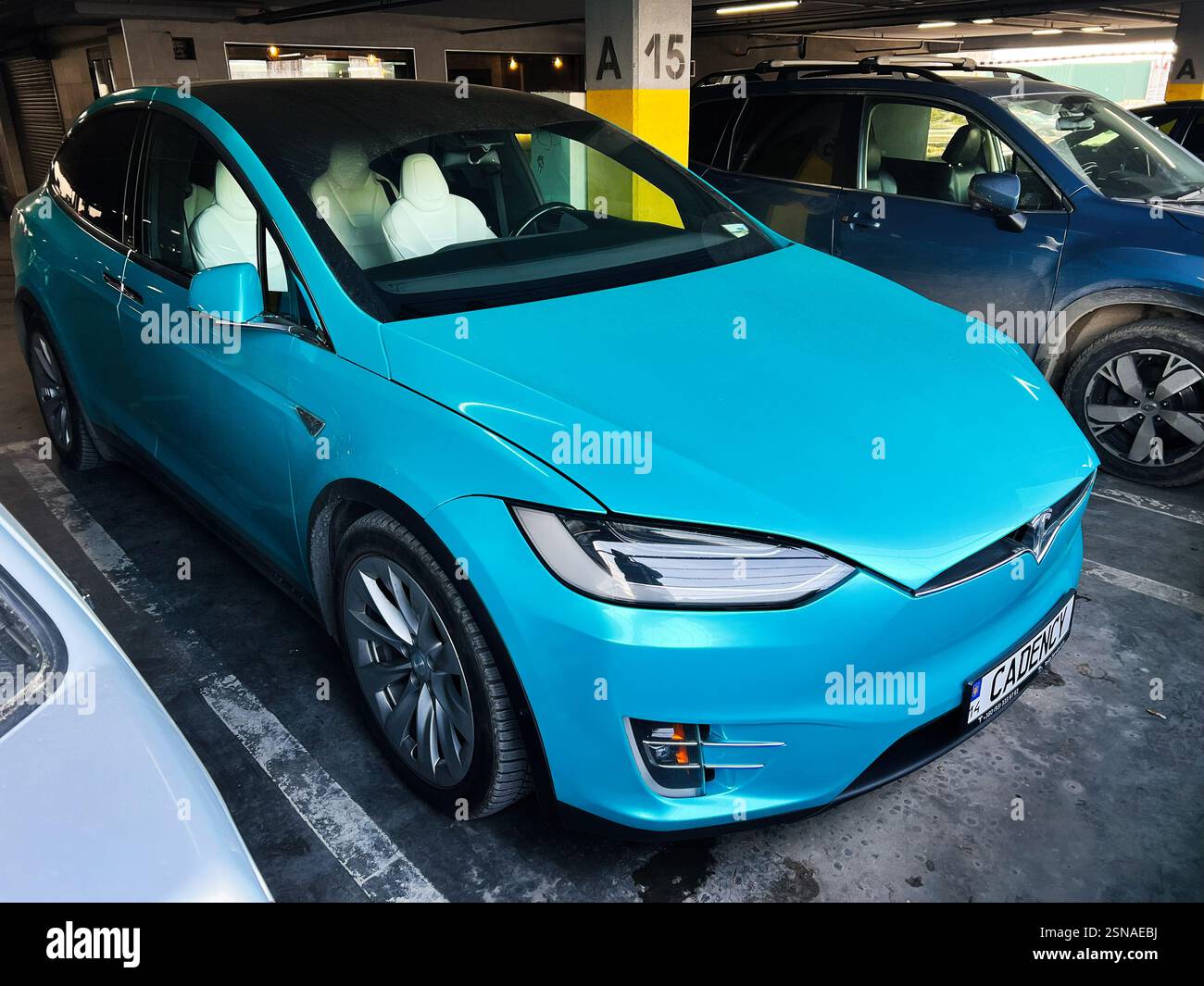 Lviv, Ukraine - February 12, 2025: Electric Tesla Model Y vehicle in ...