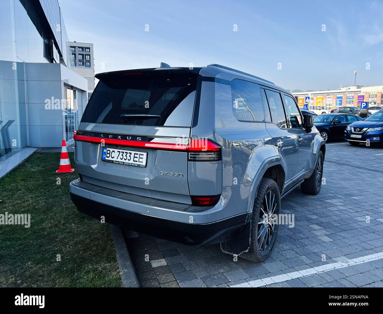 Lviv, Ukraine - February 12, 2025: A stylish silver Lexus GX 550 SUV ...