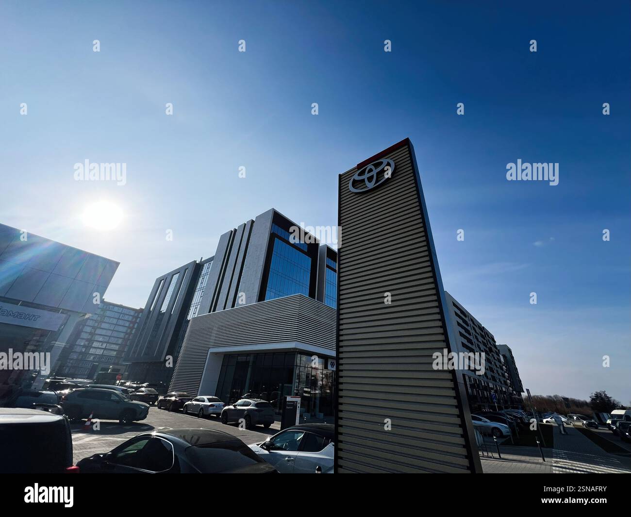 Lviv, Ukraine - February 12, 2025: Contemporary car Toyota dealership ...