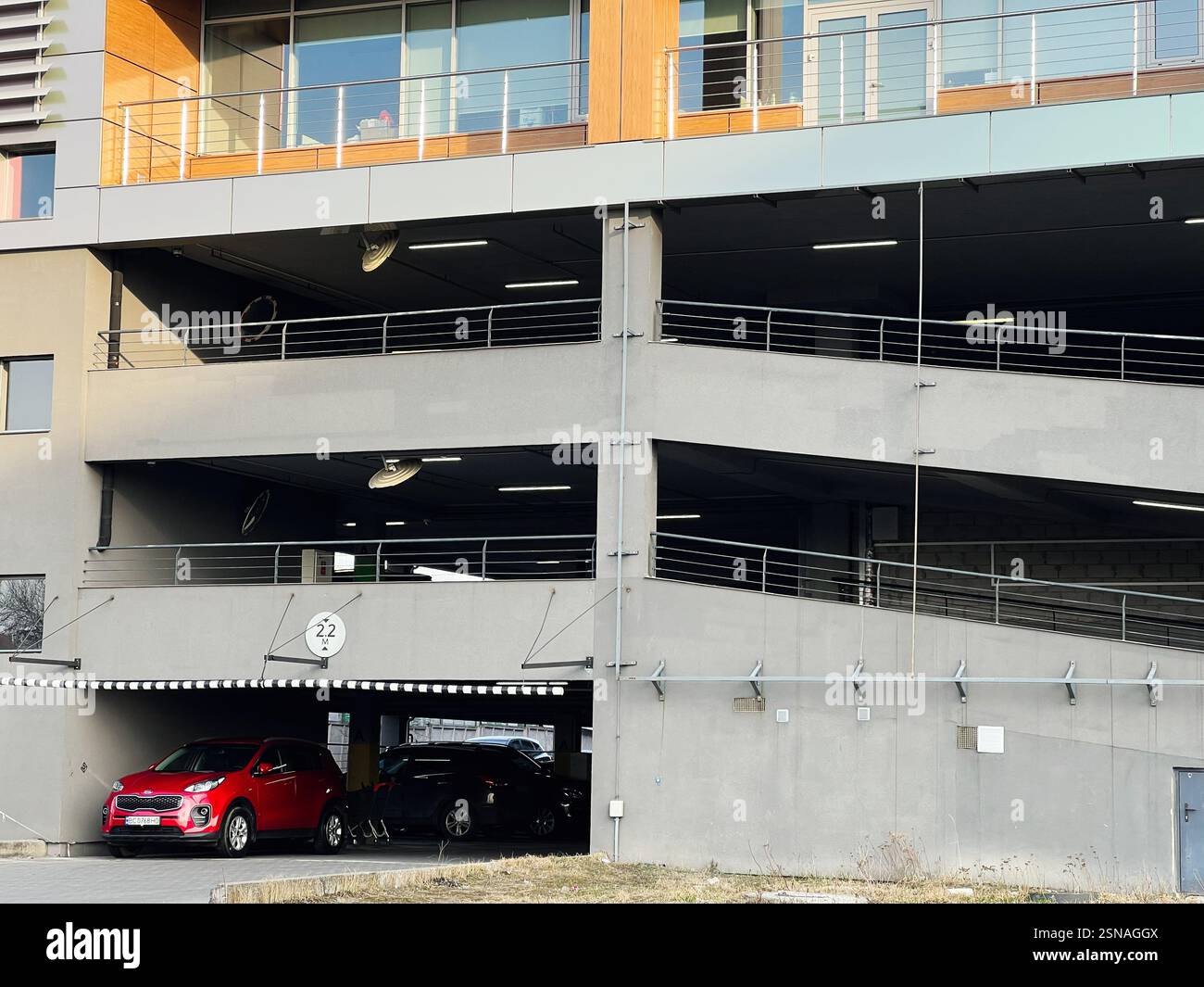 Lviv, Ukraine - February 12, 2025: View of a multilevel parking ...