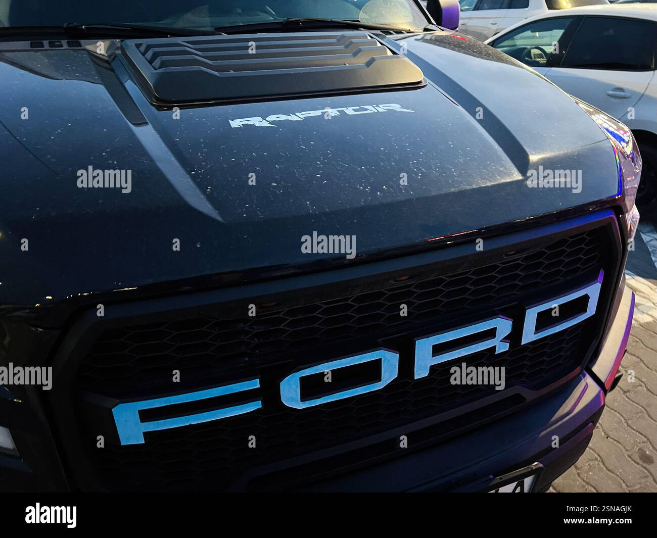 Lviv, Ukraine - February 12, 2025: Front view of Ford Raptor vehicle ...