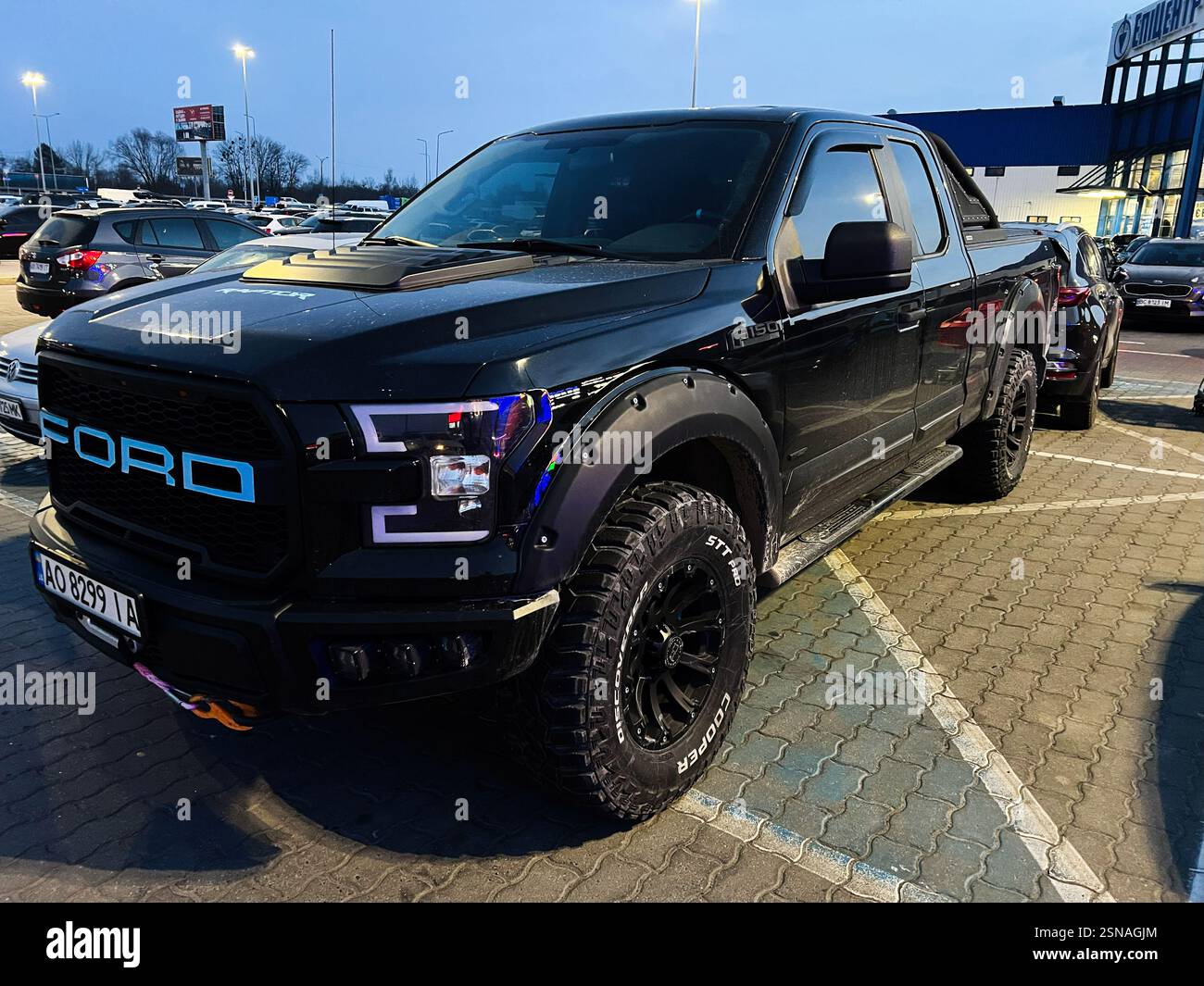 Lviv, Ukraine - February 12, 2025: An impressive black Ford Raptor ...