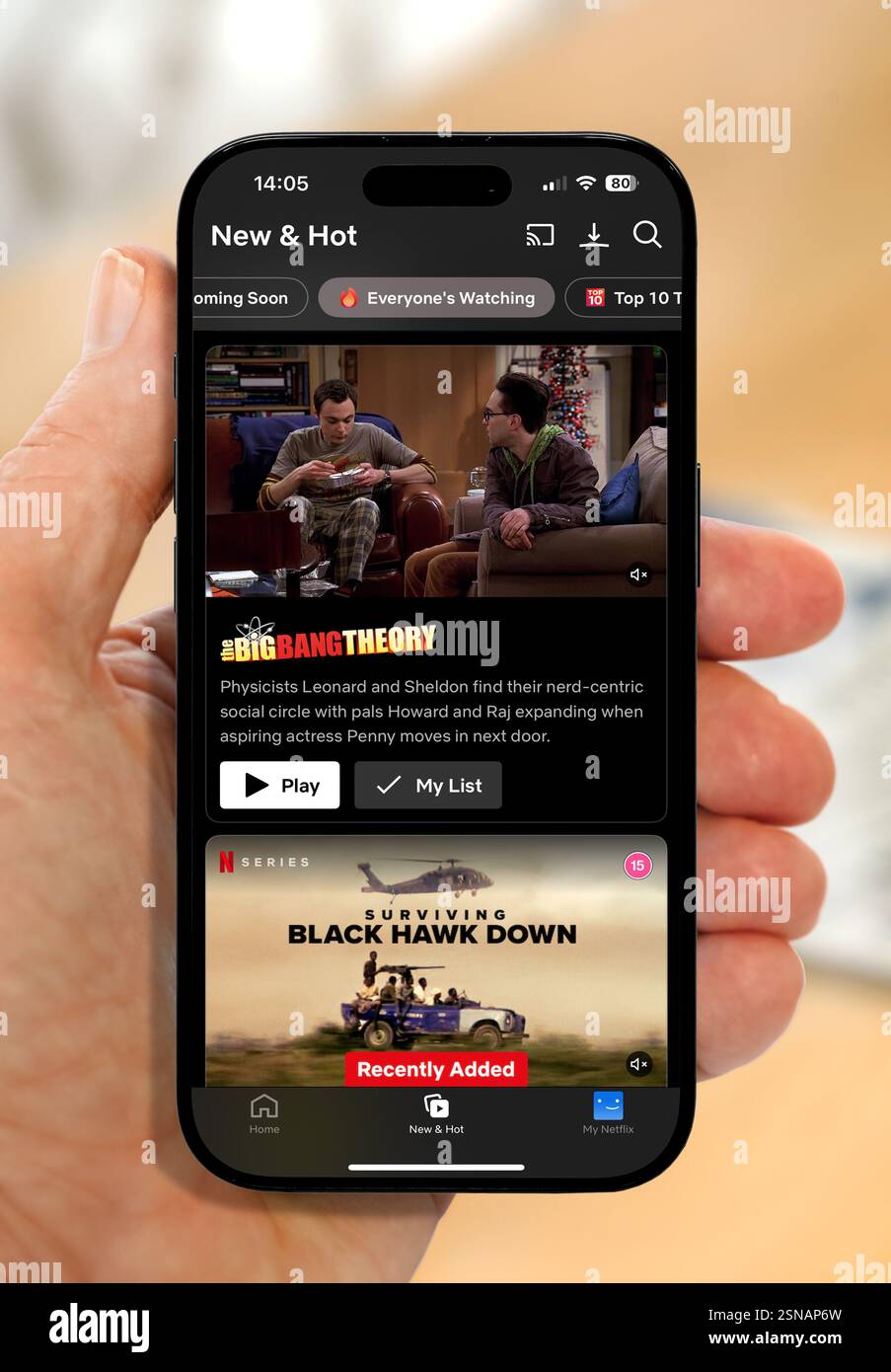 The Big Bang Theory on the Netflix app on an iPhone 16 Plus Stock Photo ...