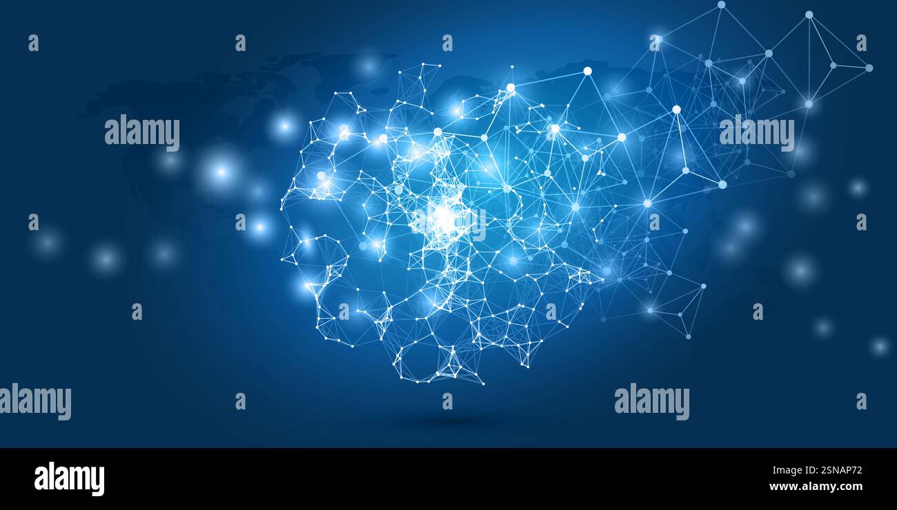 Abstract Dark Blue Minimal Style Futuristic Cloud Computing, Global Network Structure and ...