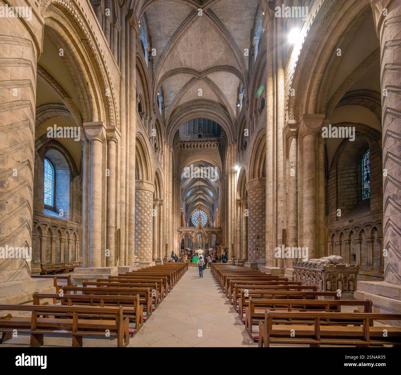 The nave of Durham Cathedral, Durham, County Durham, England Stock ...