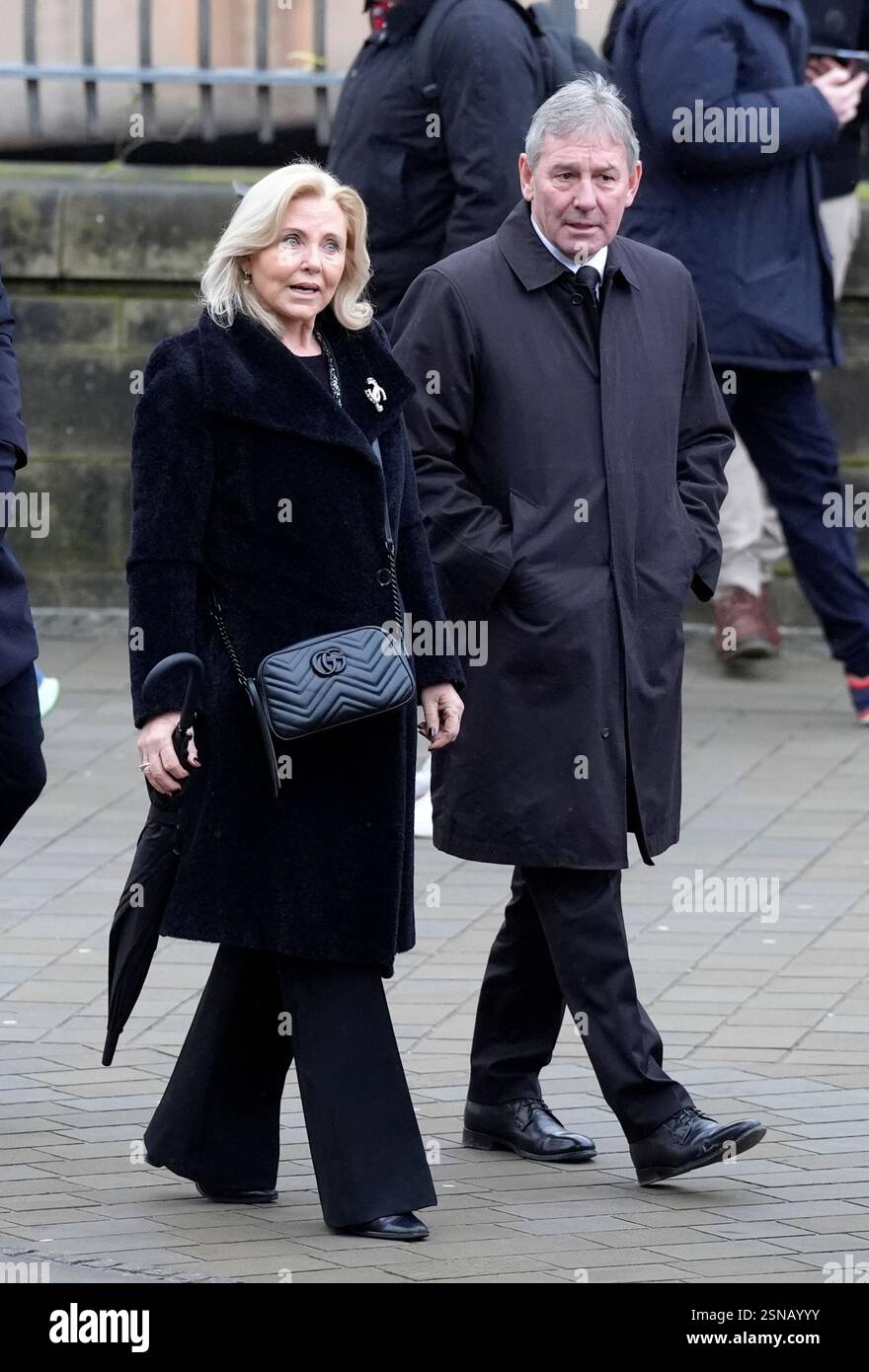 Bryan Robson with wife Denise Brindley arriving at Manchester Cathedral ...