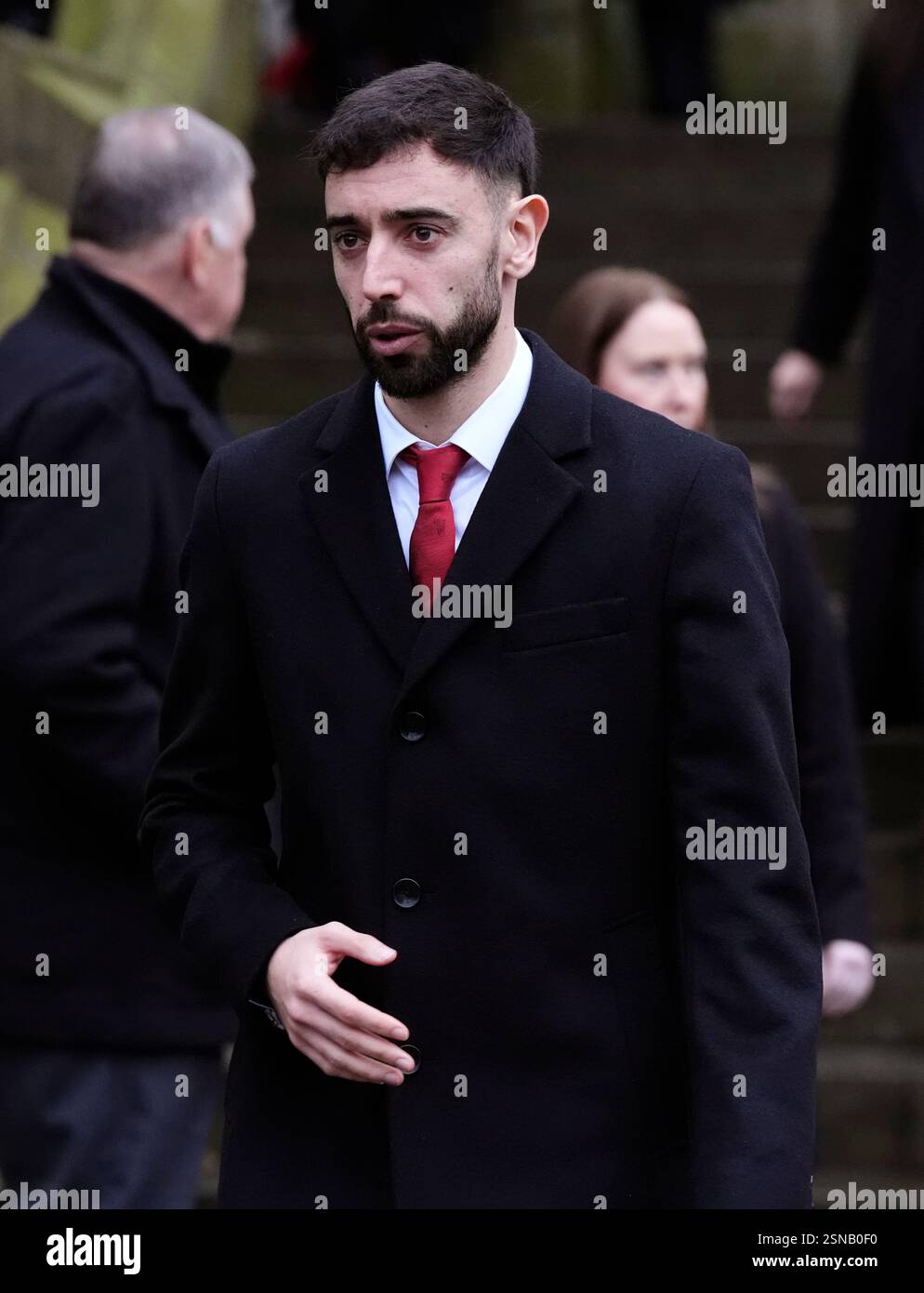 Bruno Fernandes leaving Manchester Cathedral following the funeral of ...