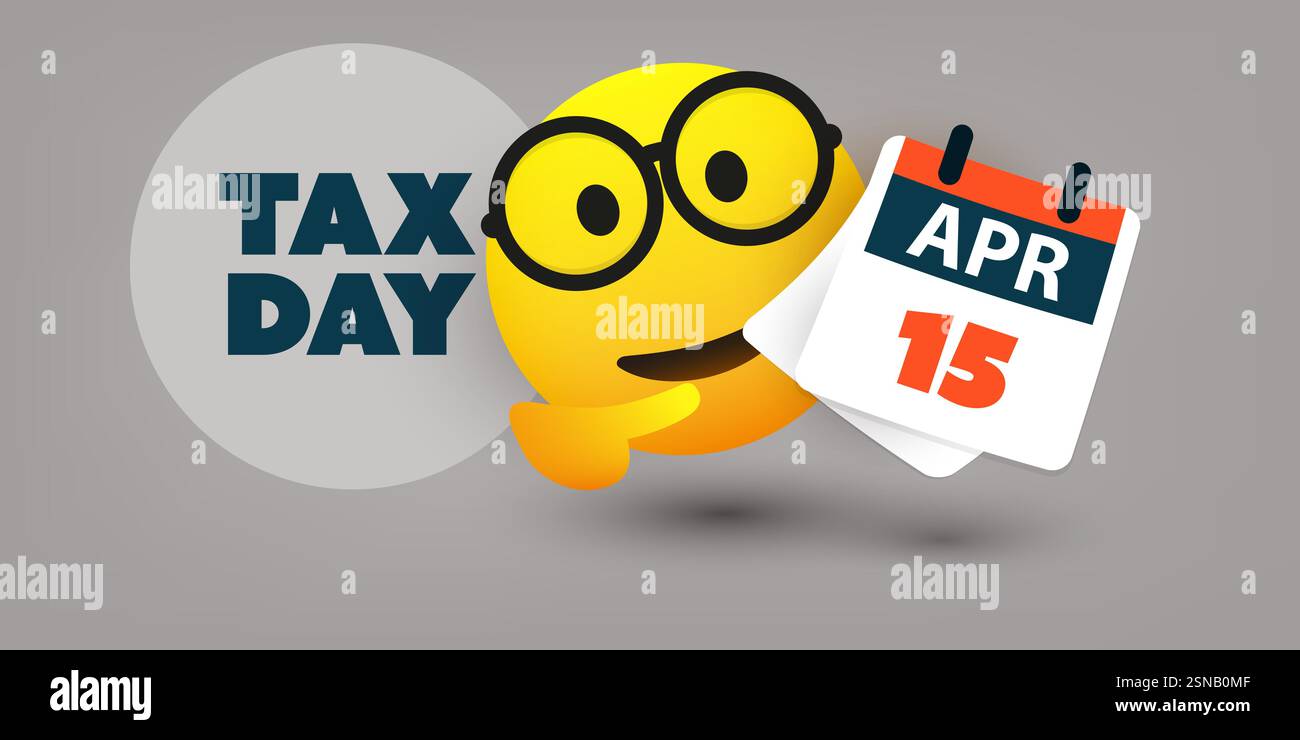 Tax Day Reminder Concept Design, Vector Template with Happy Smiling ...