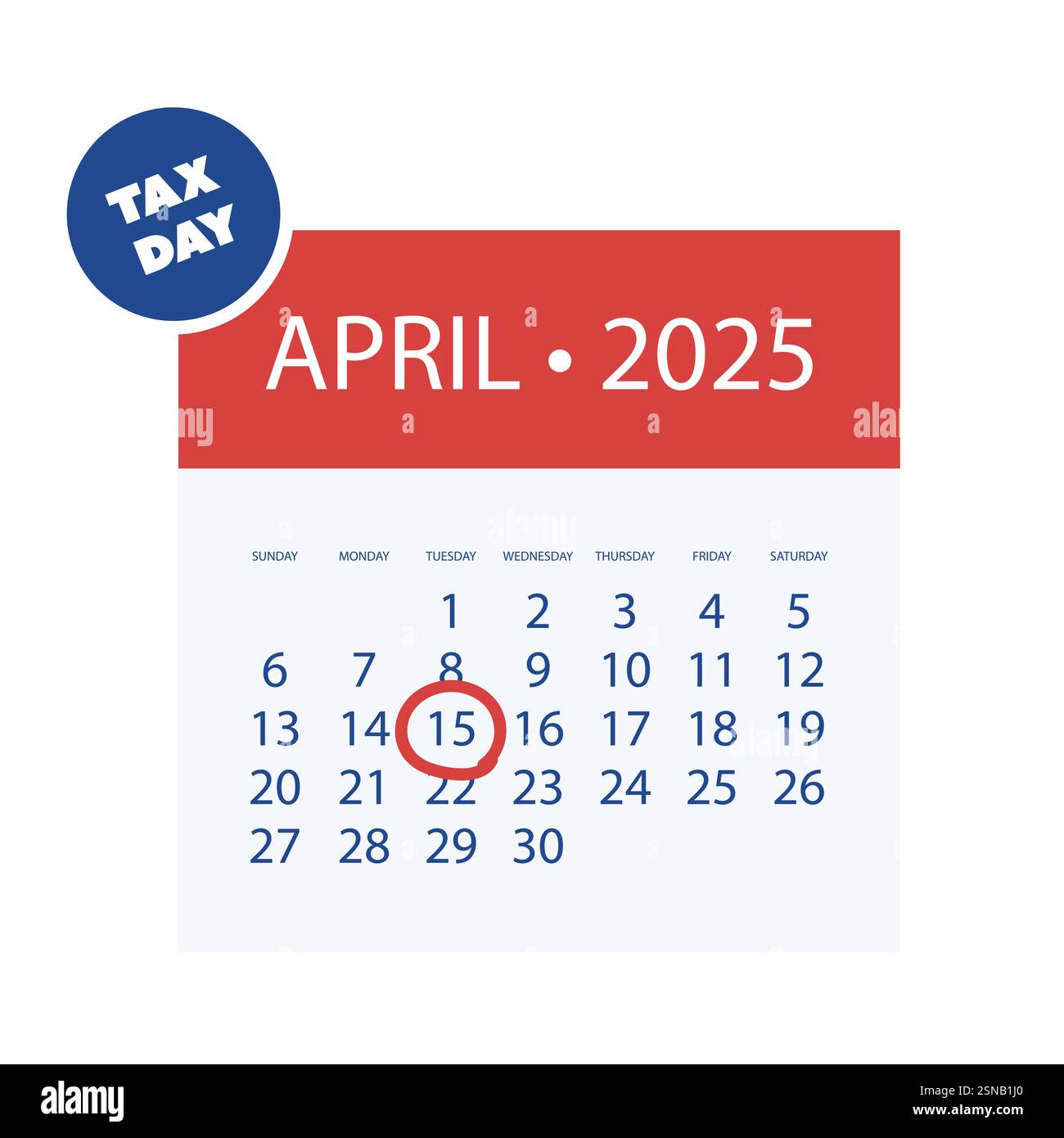 Tax Day Reminder Concept, Calendar Page - Vector Design Element, Clip ...