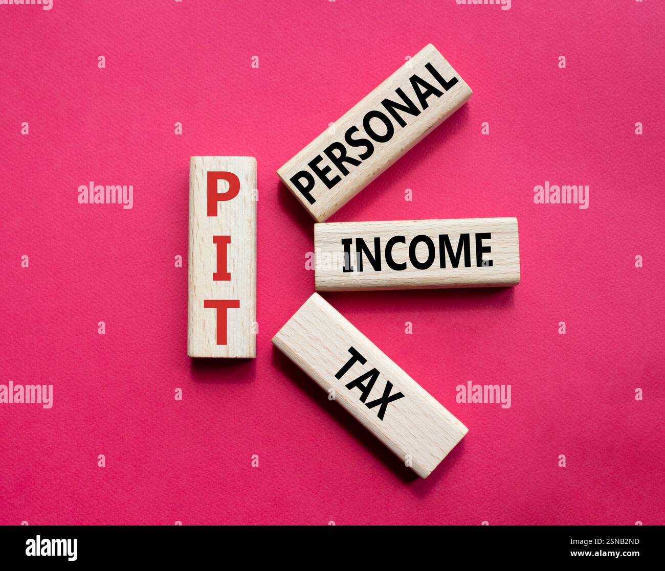 PIT - Personal Income Tax symbol. Wooden cubes with words PIT ...
