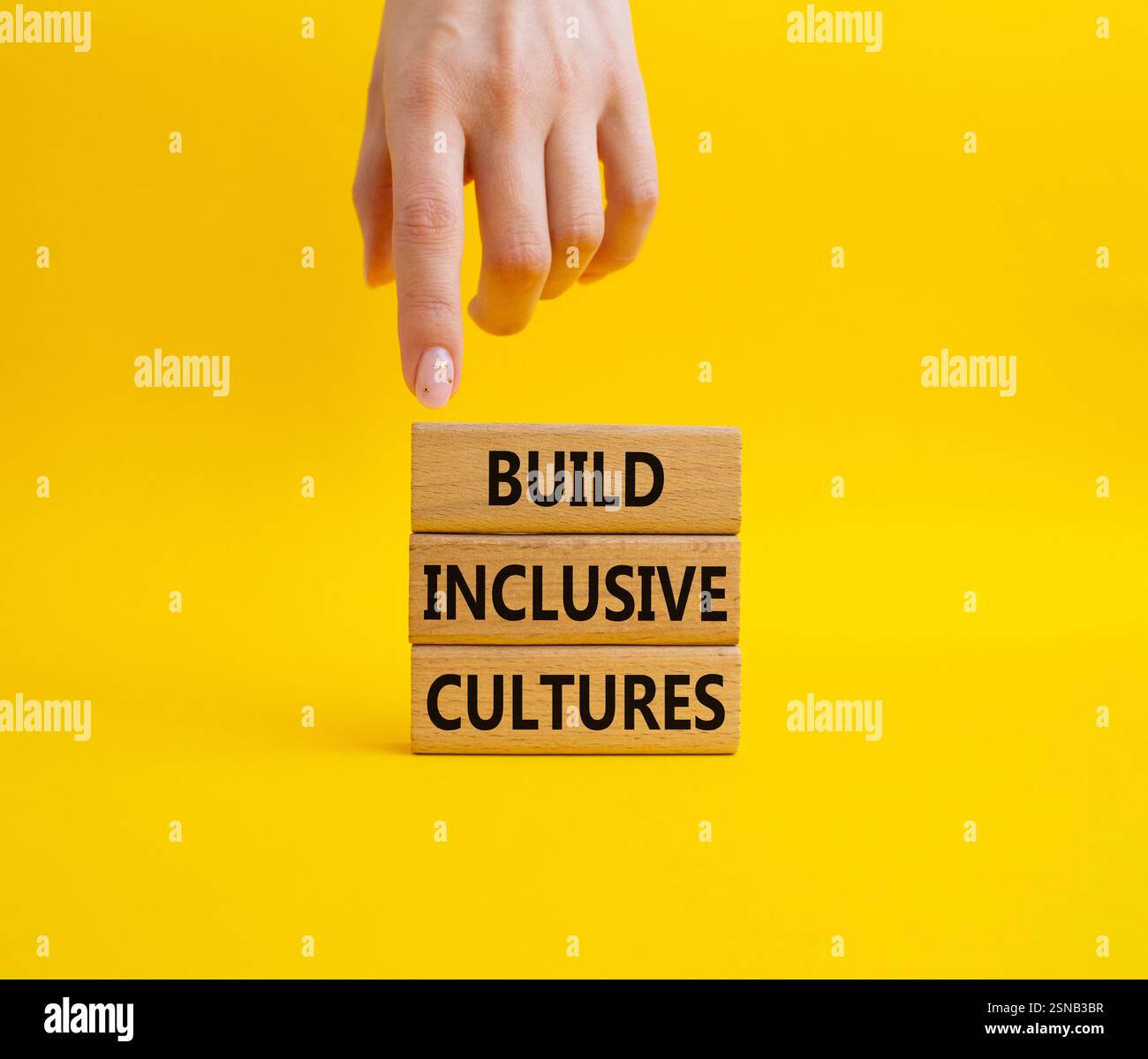 Build Inclusive Cultures symbol. Wooden blocks with words Build ...