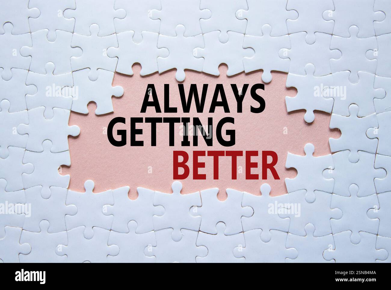 Always getting better symbol. White puzzle with words Always getting ...