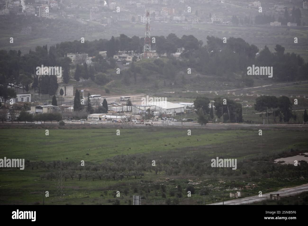 View of the Israeli military base of Shomron, south of the city of ...