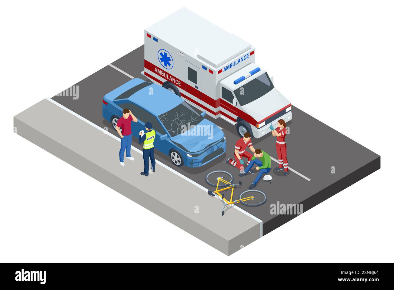 Bicycle accident police ambulance Stock Vector Images - Alamy