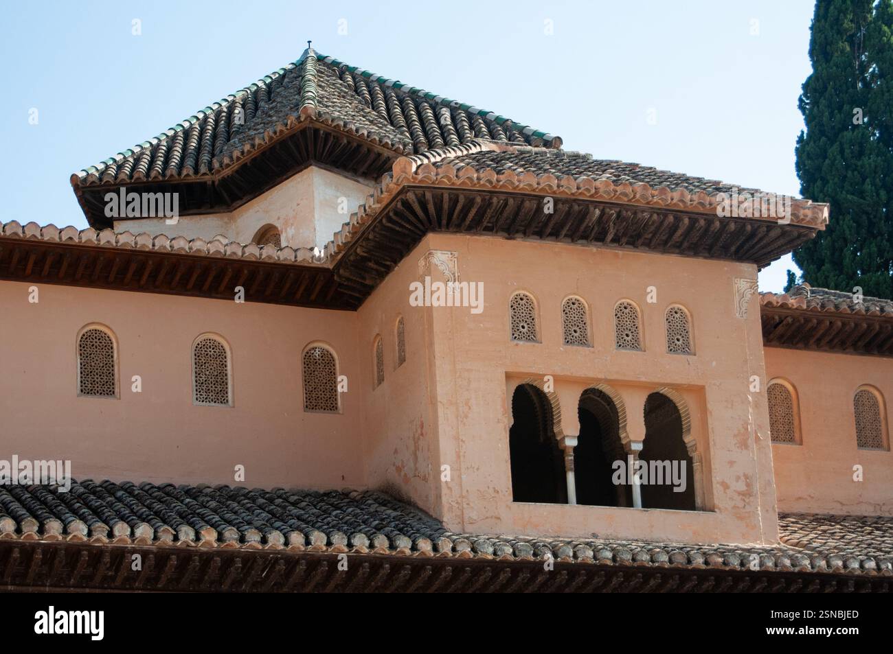 Detail of a section of the upper level of the Alhambra Palace and ...
