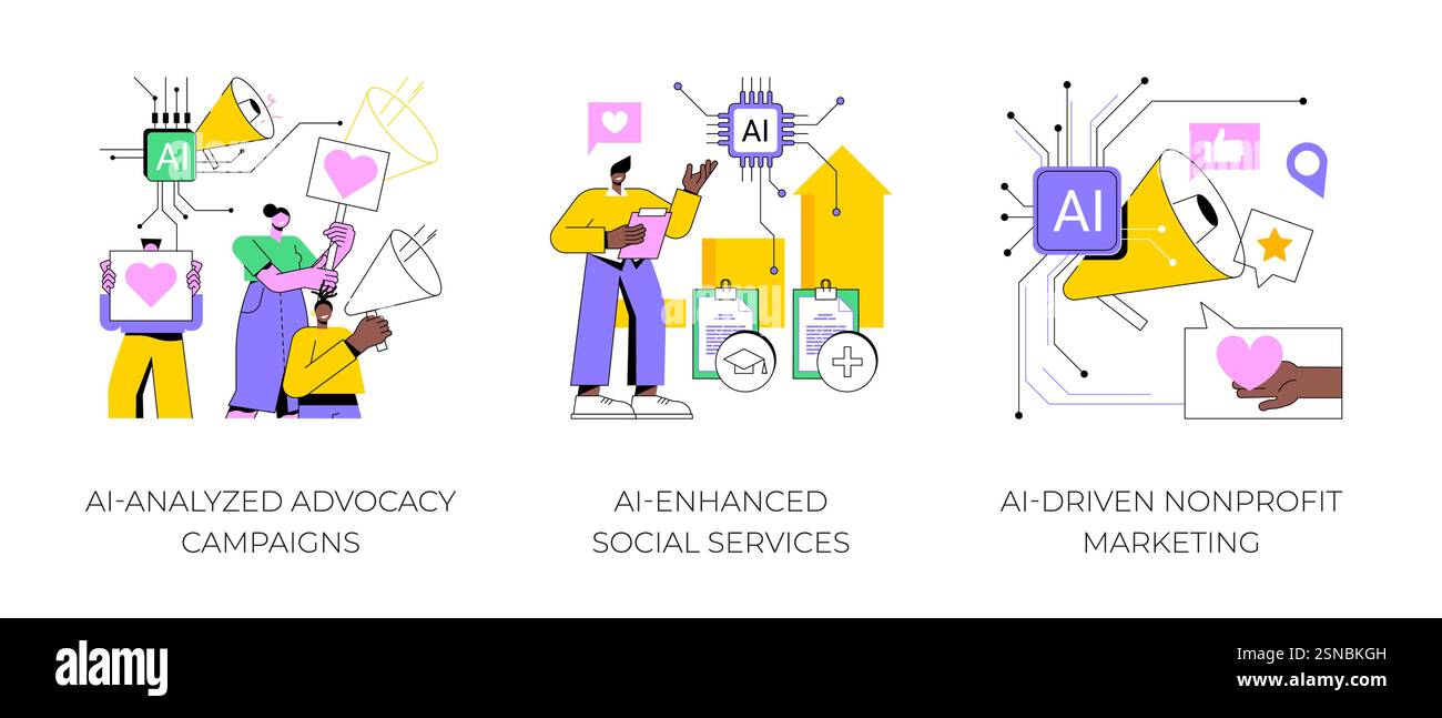 AI in volunteer organizations abstract concept vector illustrations ...