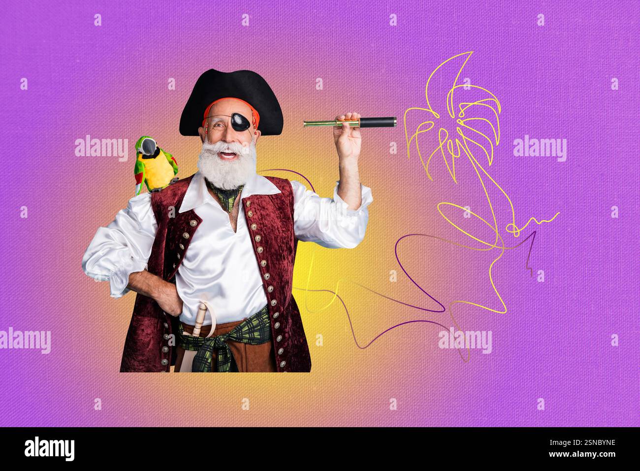 Composite photo collage design trend sketch of halloween pirate ...