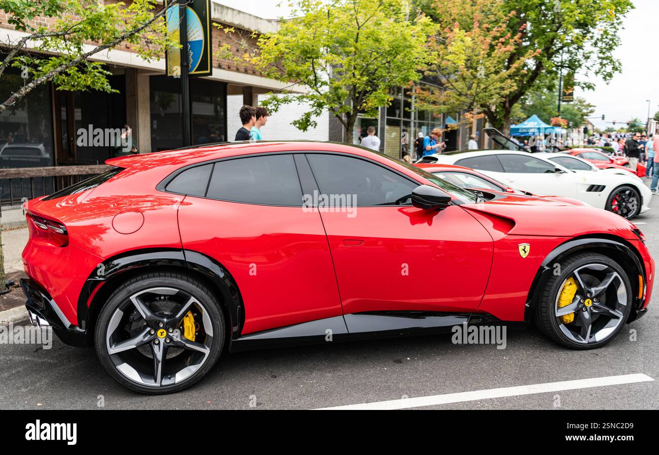Chicago, Illinois - September 29, 2024: Ferrari Purosangue red color ...