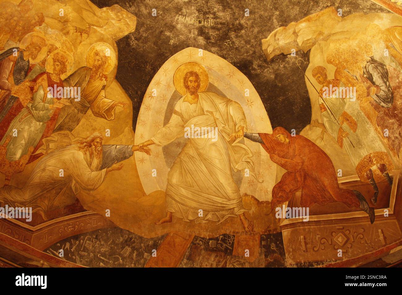 In Harrowing of Hell, fresco in the parecclesion of the Chora Church ...
