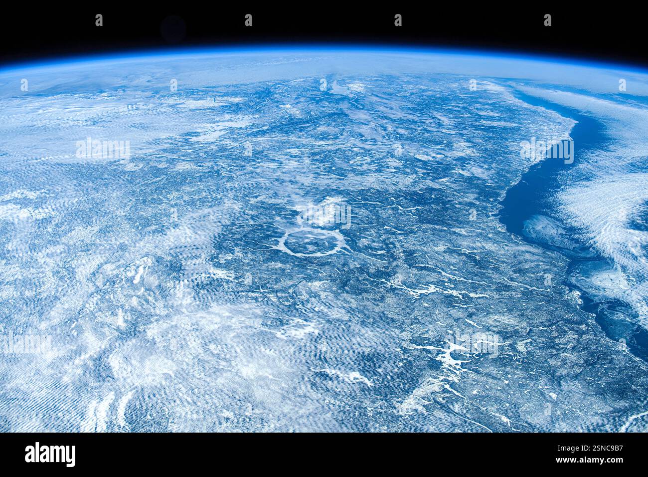 Manicouagan Reservoir, also Lake Manicouagan in Quebec, Canada.Digital ...