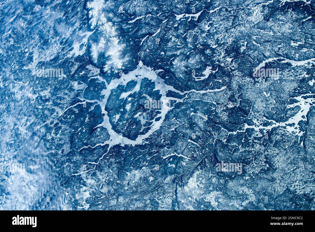 Manicouagan Reservoir, also Lake Manicouagan in Quebec, Canada.Digital ...