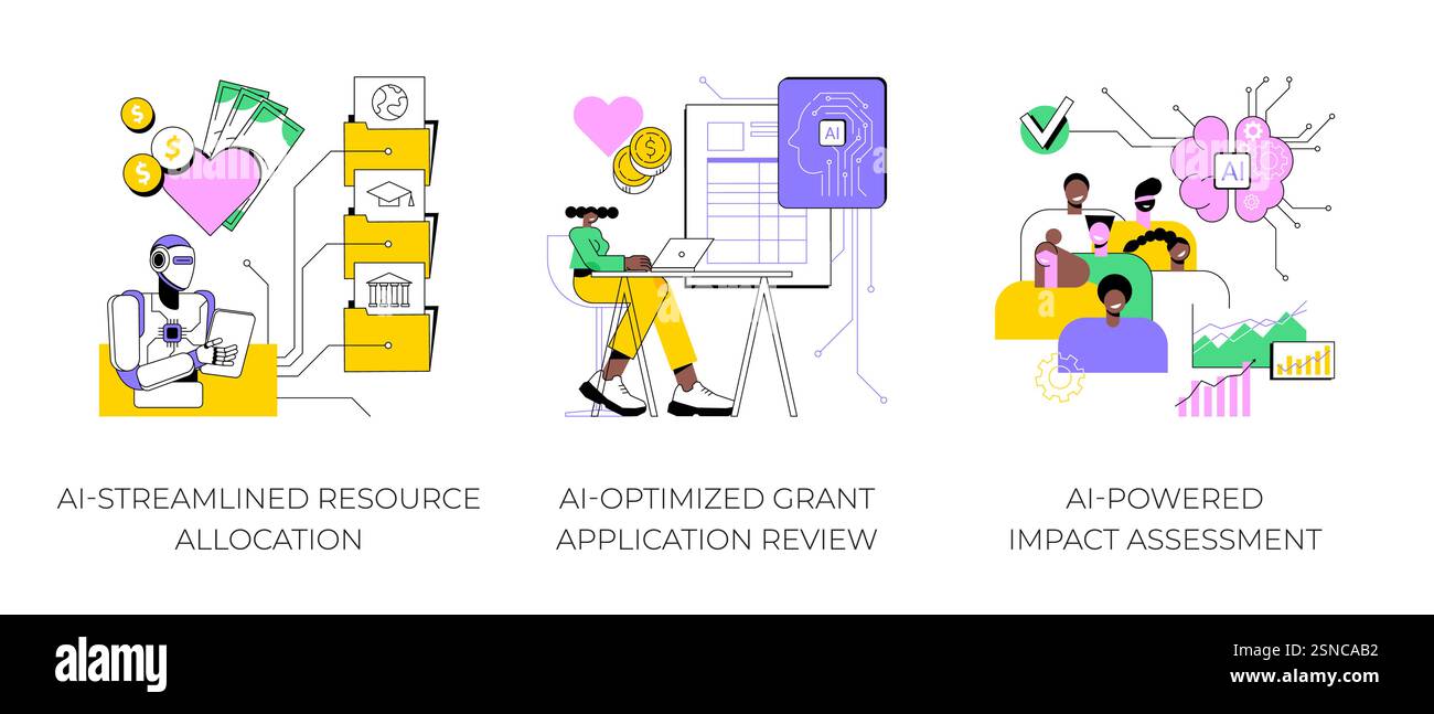 AI in Nonprofit and Social Impact abstract concept vector illustrations ...