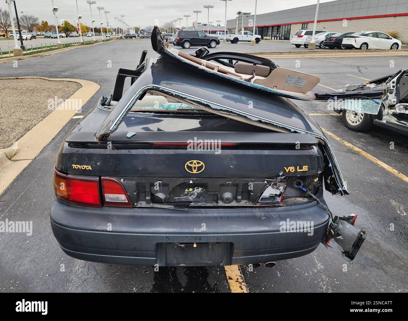 Chicago, USA - November 11, 2024: Damage of car in accident. Car crash ...