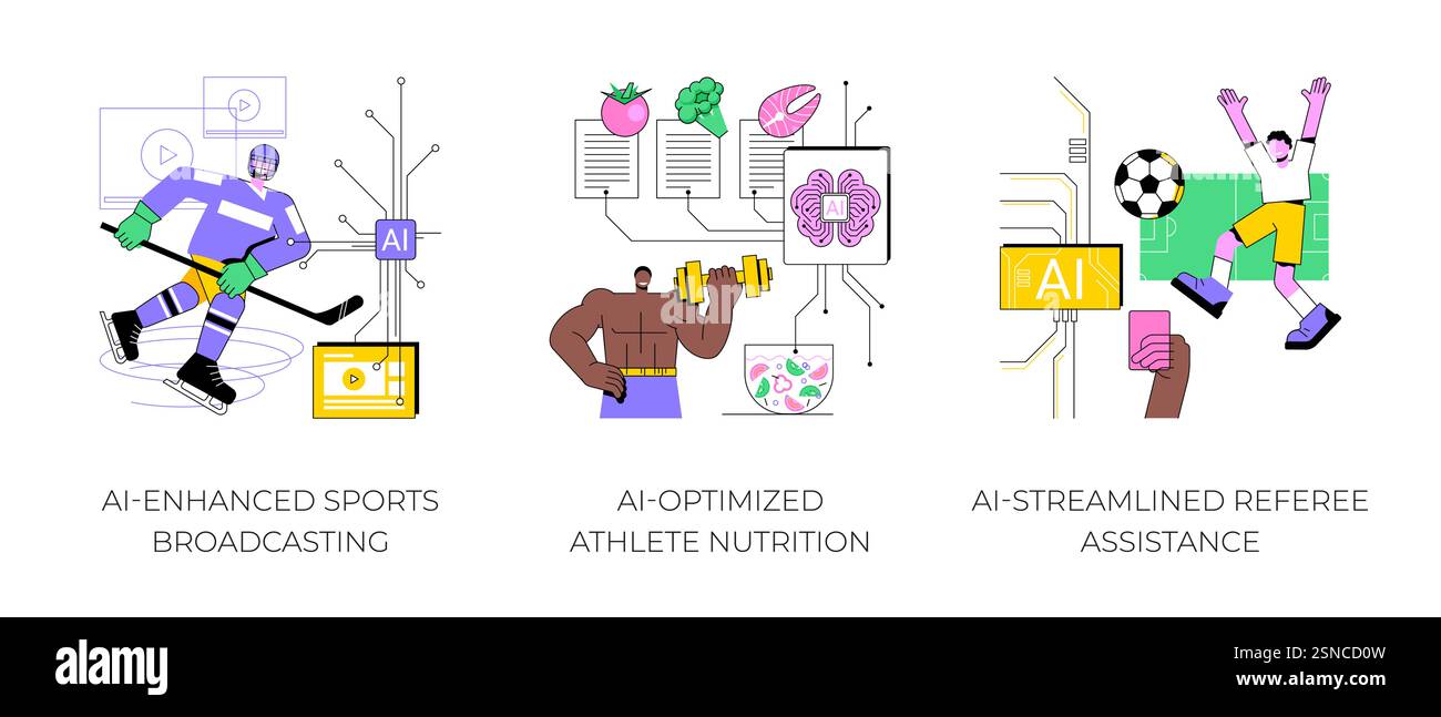 AI in Sports Management abstract concept vector illustrations Stock ...