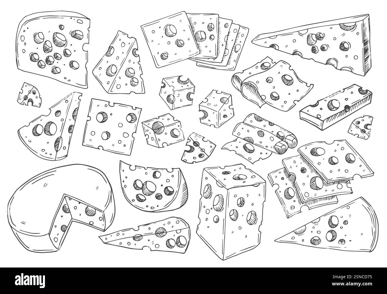 Cheese isolated on a white background, Hand drawn cheese outline vector ...