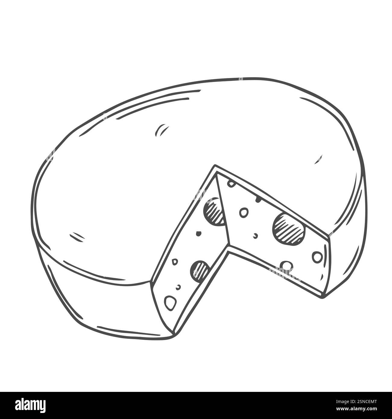 Stylized black and white vector illustration of cheese. Cheese wheel ...