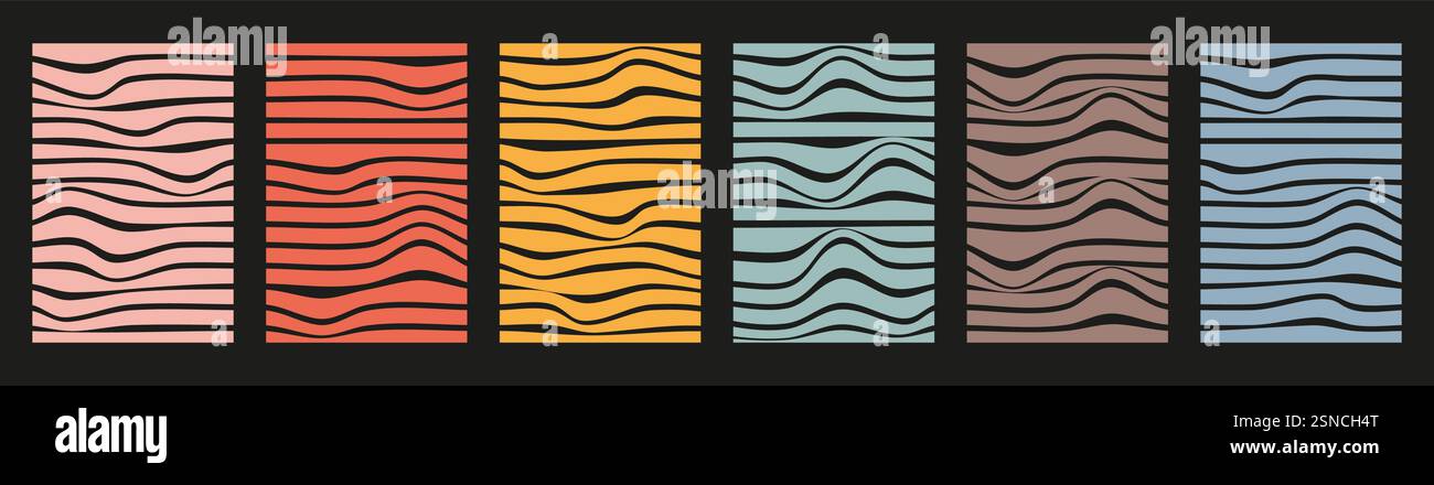 Groovy Hippie Wave Stripe Background. Retro Distorted Uneven Stripes ...