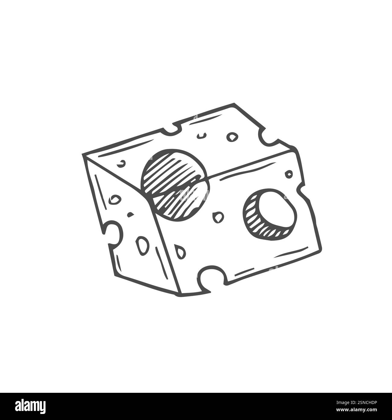 Cheese cubes vector illustration. Outline Drawing of dairy product ...