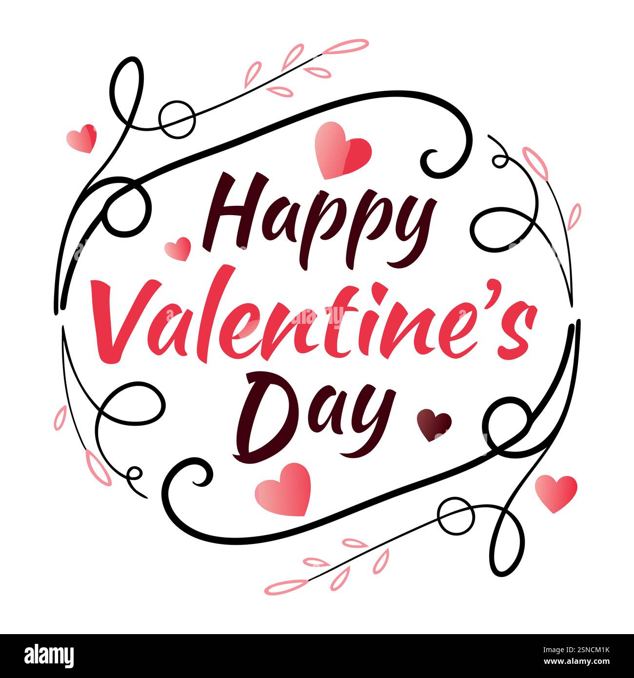 Happy Valentine's Day Typography Design With White Background Stock ...