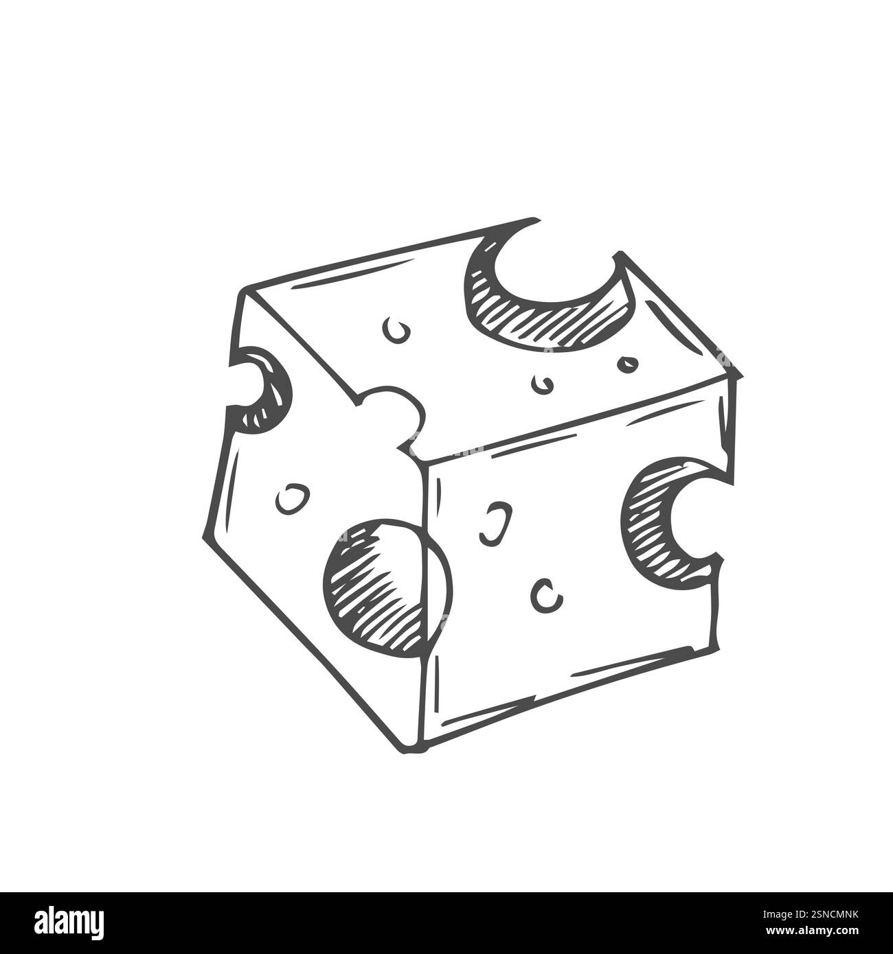 Cheese cubes vector illustration. Outline Drawing of dairy product ...