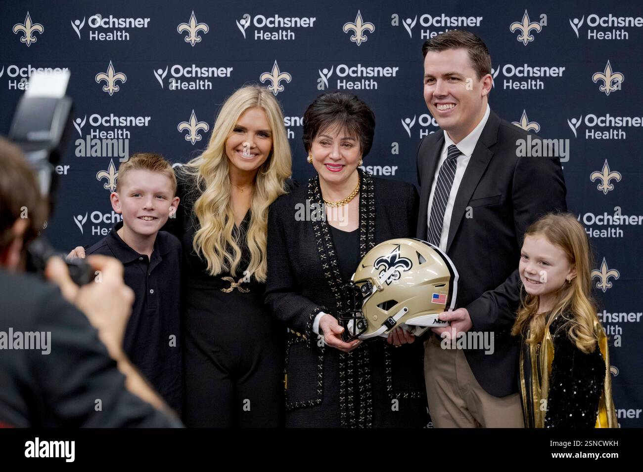 New Orlean Saints new coach Kellen Moore, Saints owner Gayle Benson ...