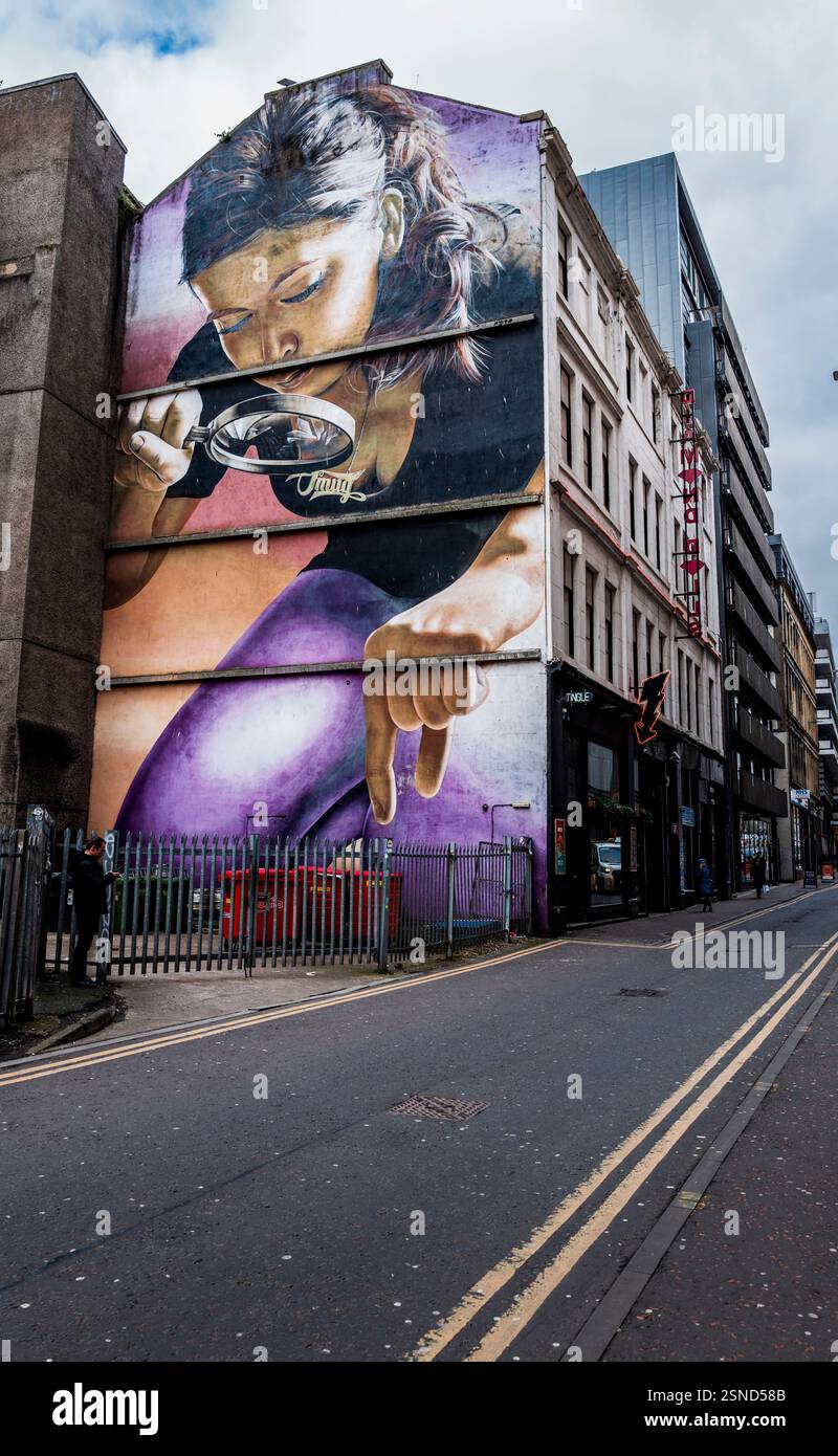 A famous wall mural in Mitchell Street, Glasgow, Scotland Stock Photo ...