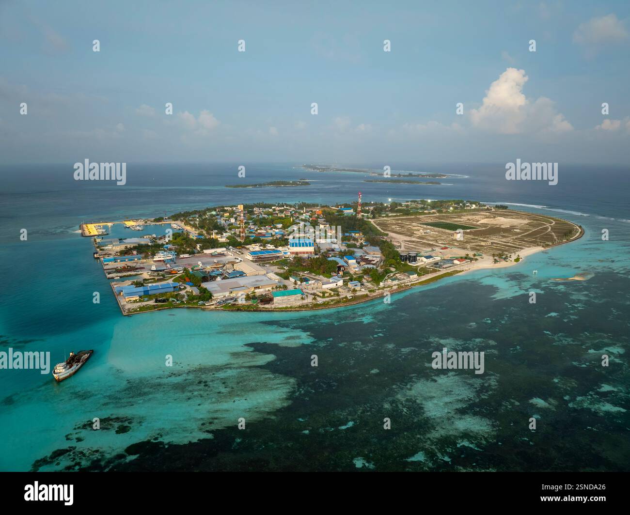 Aerial view about Himmafushi island at Maldives Stock Photo - Alamy