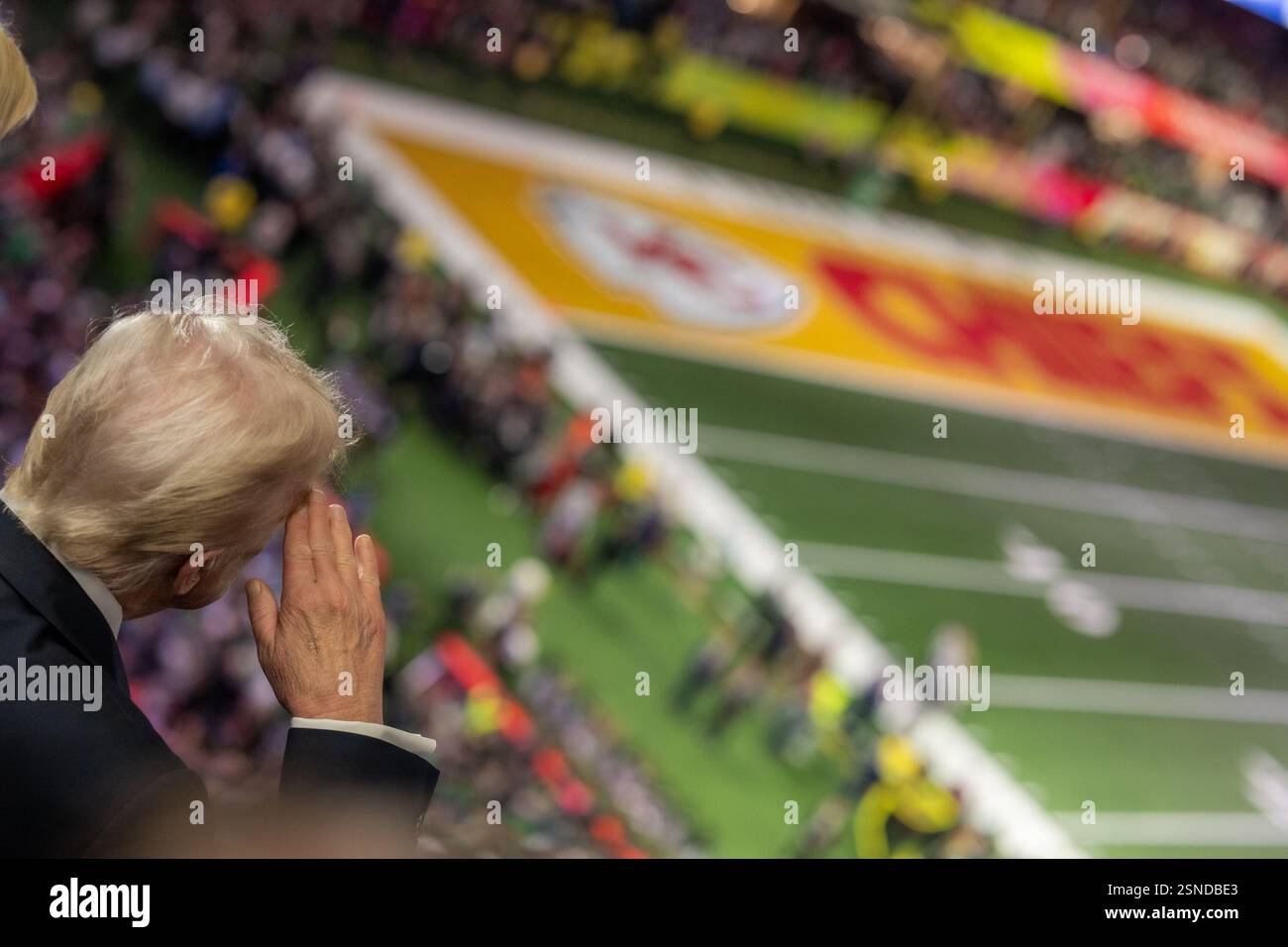 President Donald Trump attends Superbowl LIX between the Philadelphia ...