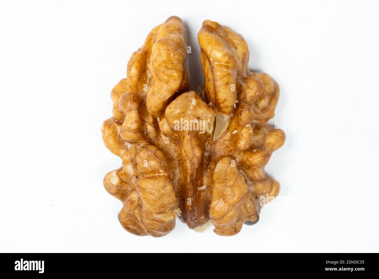 Macro peeled walnut, kernel, white isolate background, top view Stock ...