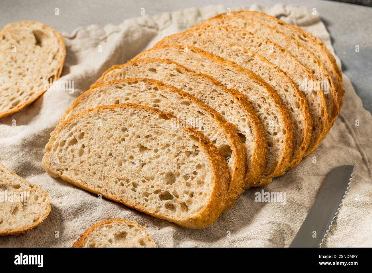 Organic Sliced Whole Wheat Tuscan Bread Ready to Eat Stock Photo - Alamy