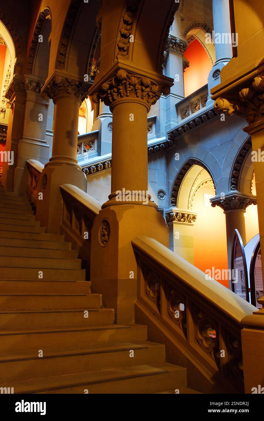Gothic style columns surround the stone stairs in the New York State ...